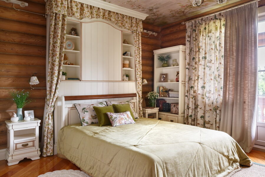 Country-style bedroom: examples and decorating features.
